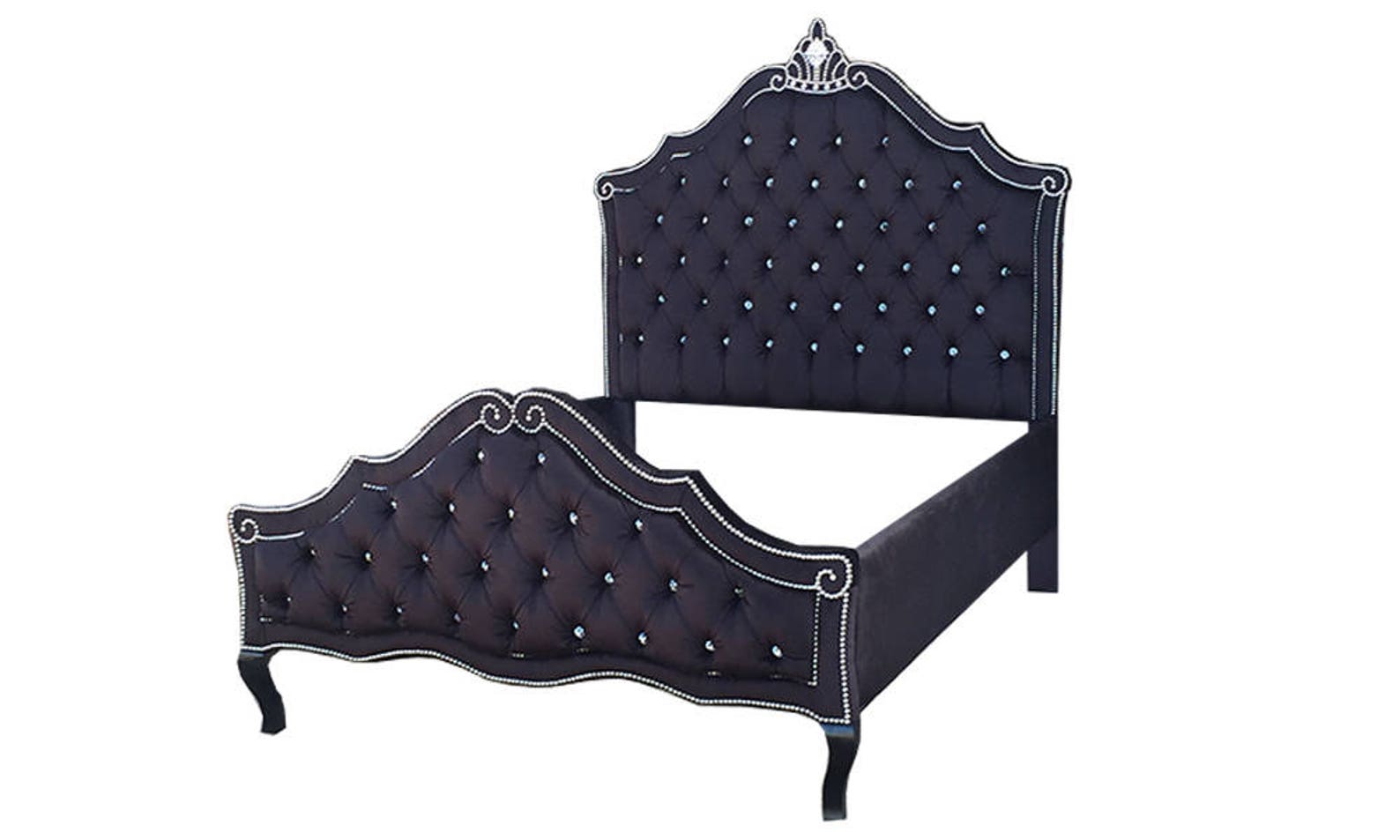 Crystal Tufted Bed Frame: French Rococo Velvet Bed, Custom Made - Etsy