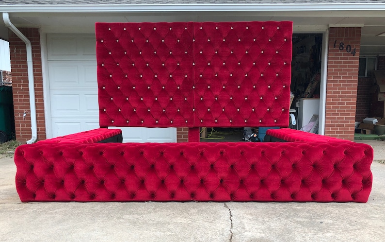 Oversized Bed Frame Tufted Modern Platform Panel California | Etsy