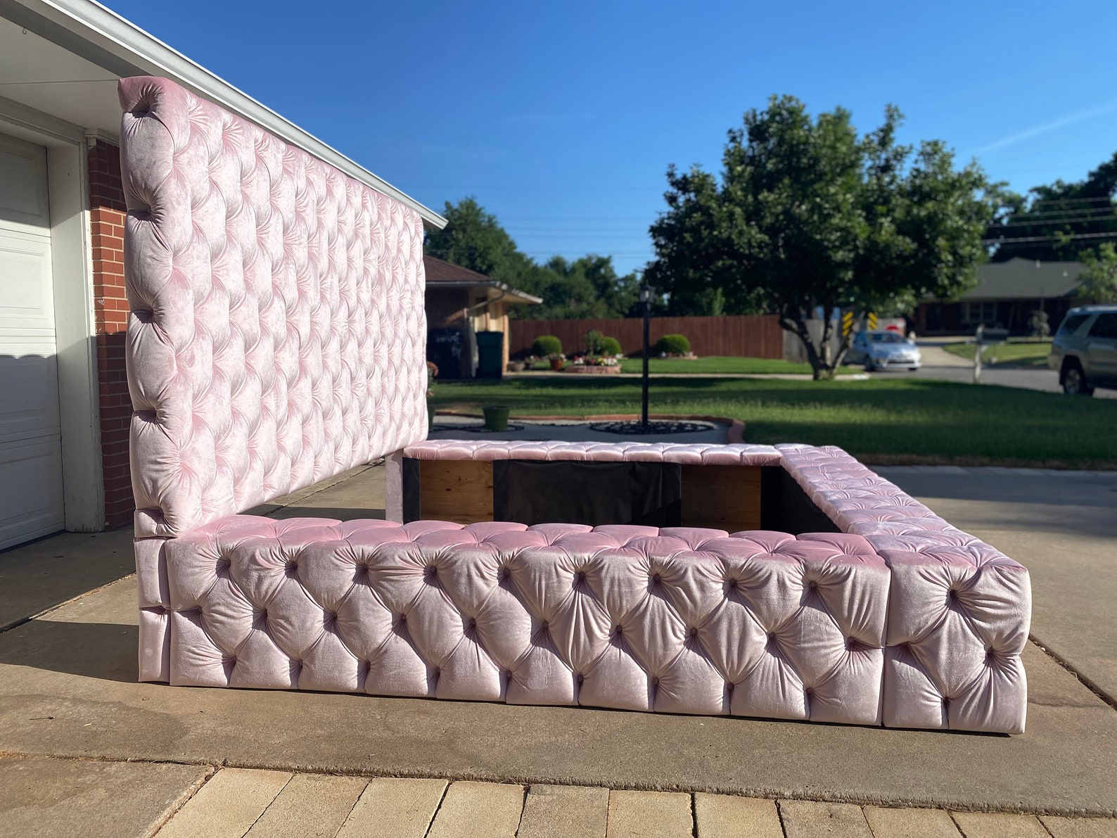 Platform Large Tufted Bed Extra Wide Bed Tufted Upholstered - Etsy