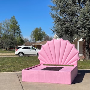 Clam Shell Velvet Bed Frame: Barbie Inspired Custom Tufted Headboard - Etsy