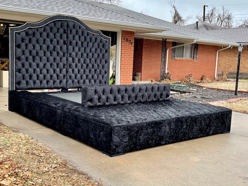 Oversized Bed Frame Tufted Modern Platform Panel California | Etsy