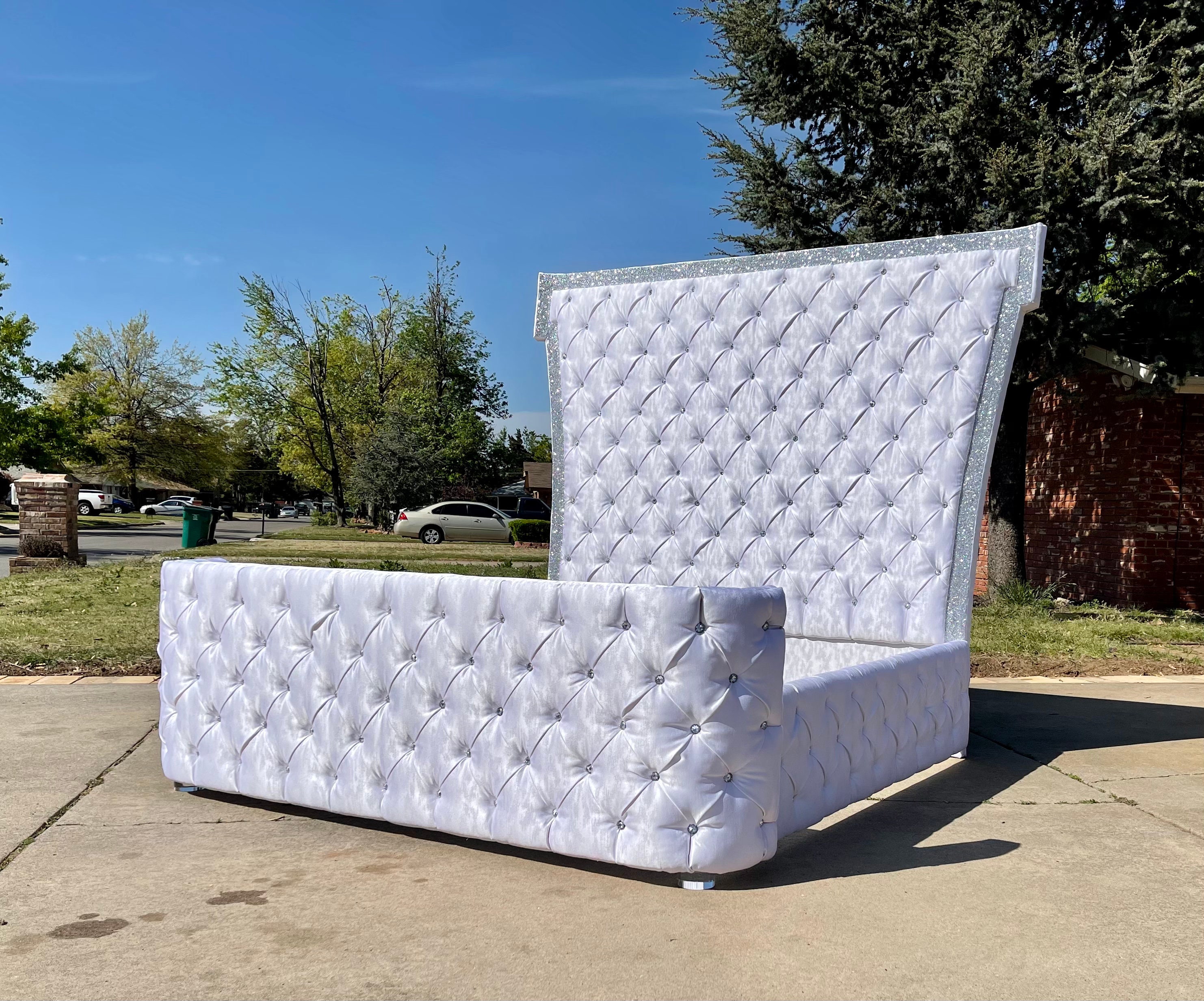 Glam Custom Bed Frame Crystal Band Button Bling Bespoke Tufted | Etsy