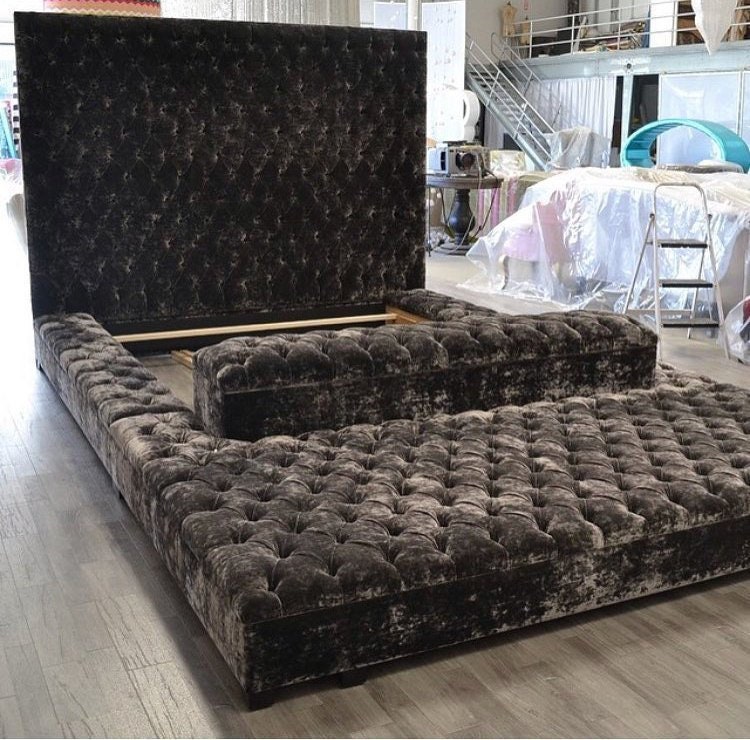 Big crushed velvet bed store