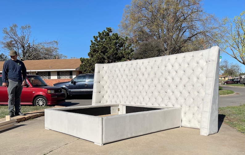 Extra Wide Tufted Headboard Bed Frame: Modern Upholstered Custom Bed - Etsy