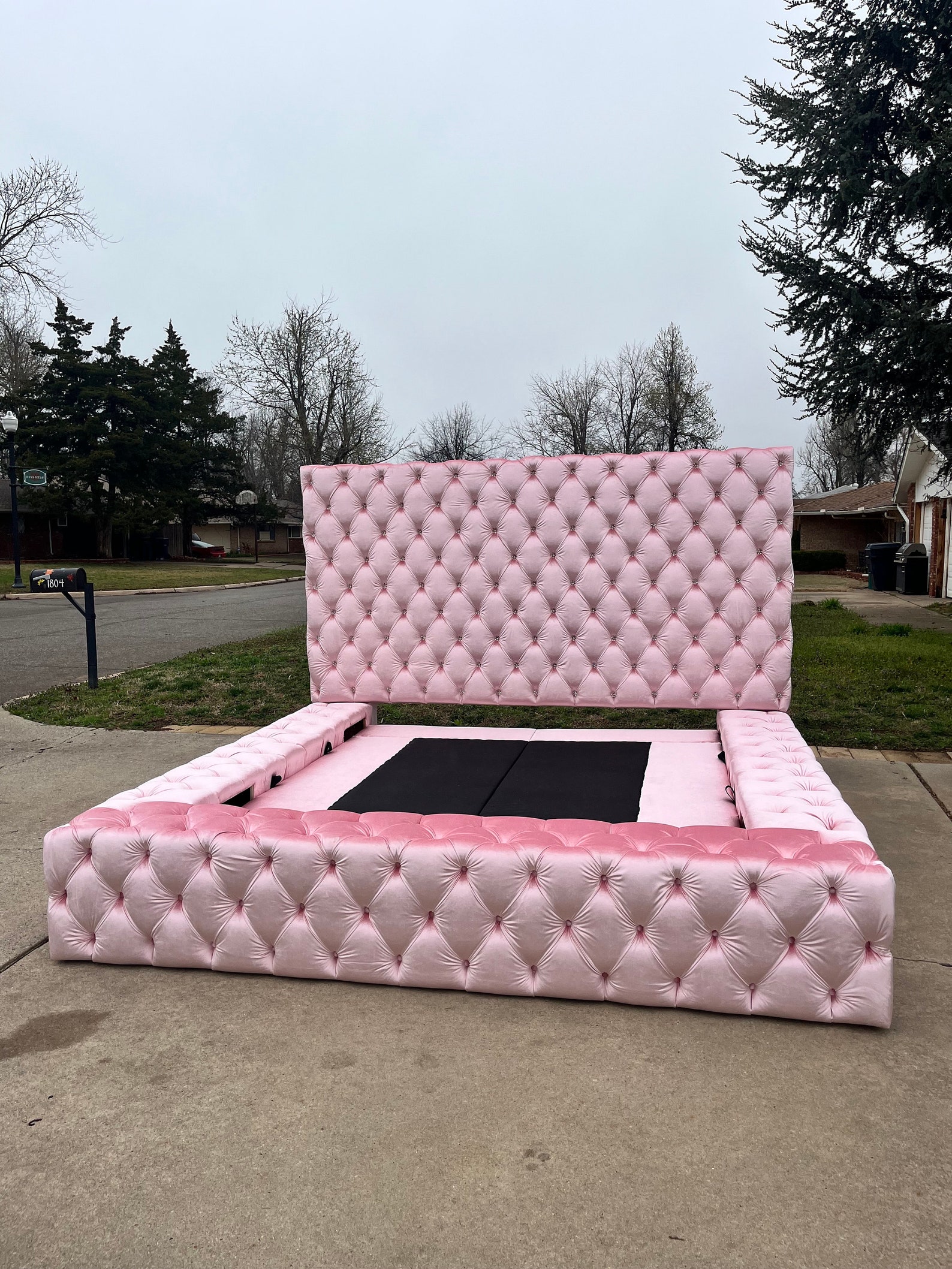 Extra Wide Tufted Platform Bed Frame: Custom Upholstered Headboard - Etsy
