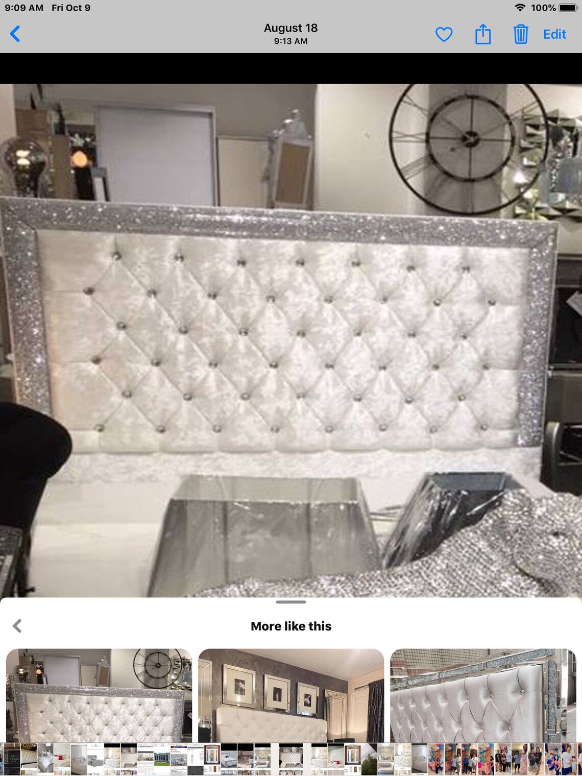 Glam Custom Bed Frame Crystal Band Button Bling Bespoke Tufted | Etsy