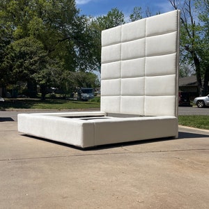Extra Tall Headboard Custom Modern Geometric Tufted Upholstered Bed ...