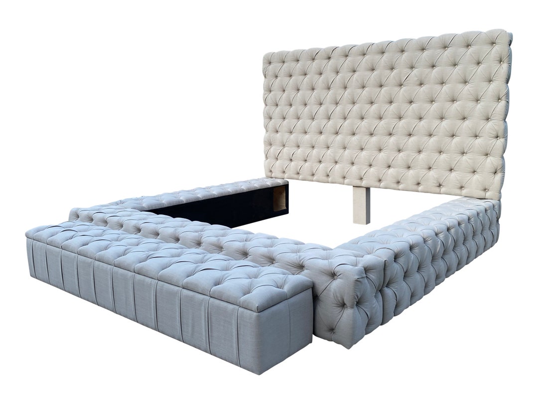 Wide Large Tufted Bed Frame Tufted Platform Bed Frame Upholstered ...