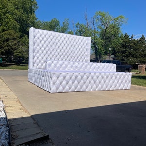 Platform Tufted Bed Frame Extra Wide Tall Any Size Mattress Concave ...