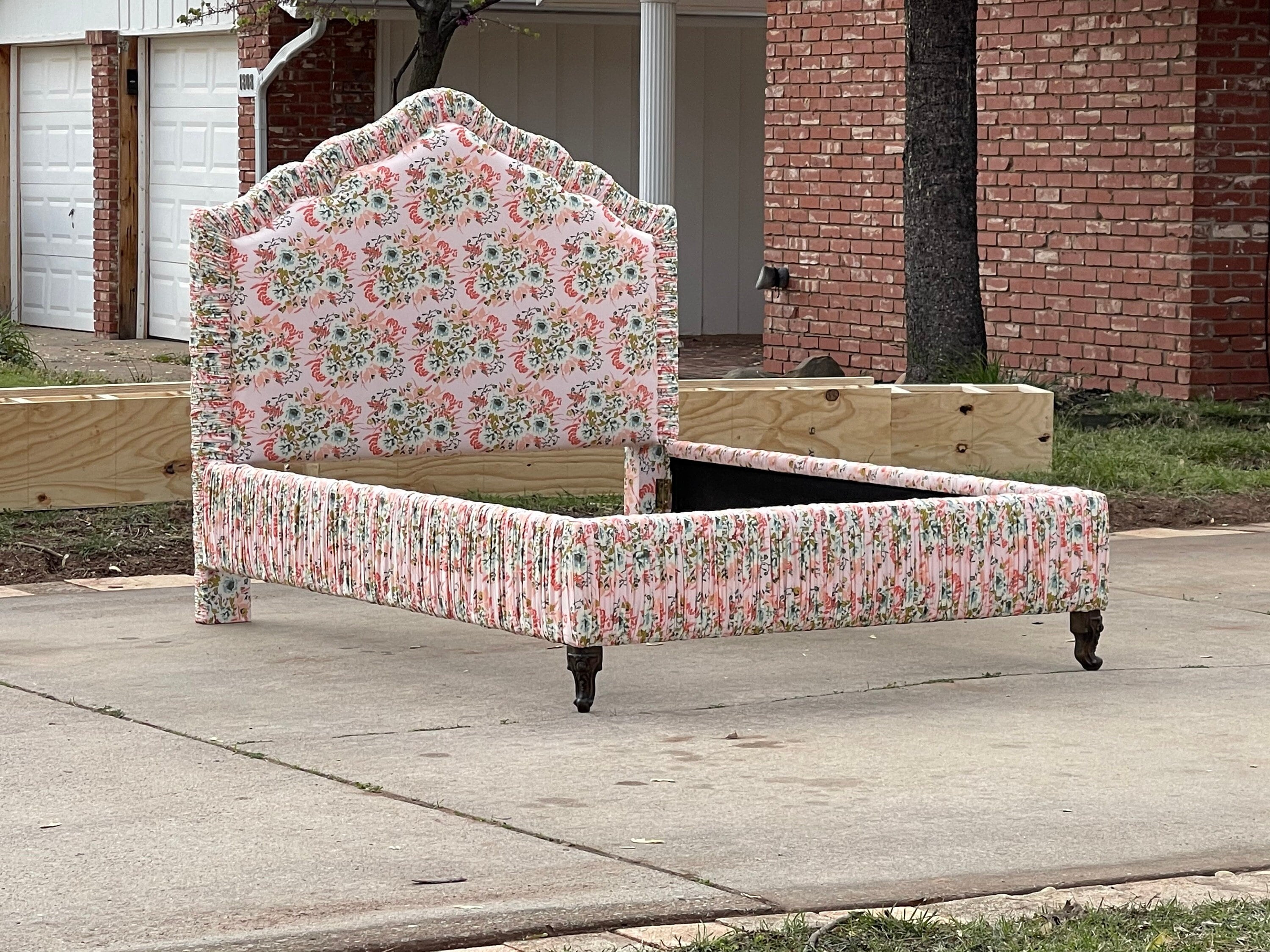 Custom Bed Frame Floral Preppy Girls Bedroom Print Bed Frame California King Queen Full Pair Twin COM French Scalloped Headboard CUSTOM MADE Etsy