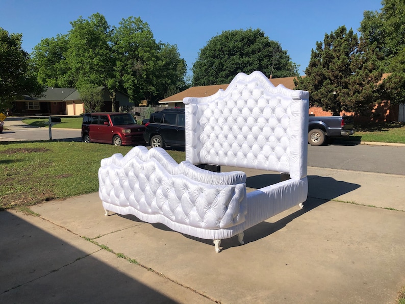 French Tufted Bed: Curved Footboard, Upholstered Frame (MADE TO ORDER ...