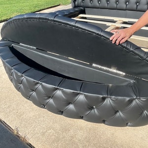 Round Bed Frame Tufted Custom California King Queen Full Twin Round Bed ...