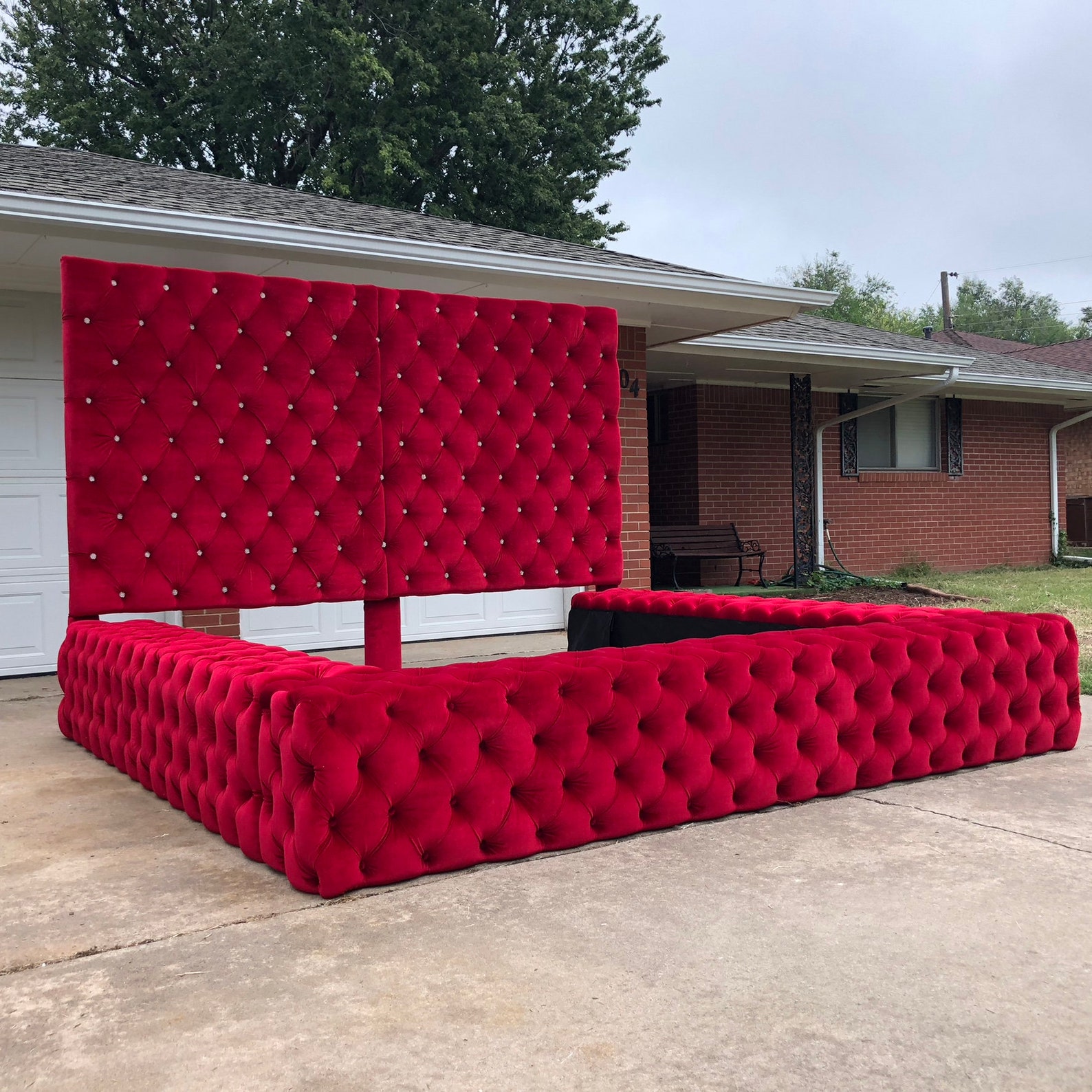 Tufted Platform Panel Bed King Extra Large Wide Bed Tufted Bed - Etsy