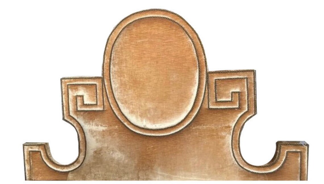 Vintage Inspired Greek Key Headboard Upholstered Tall Bed | Etsy