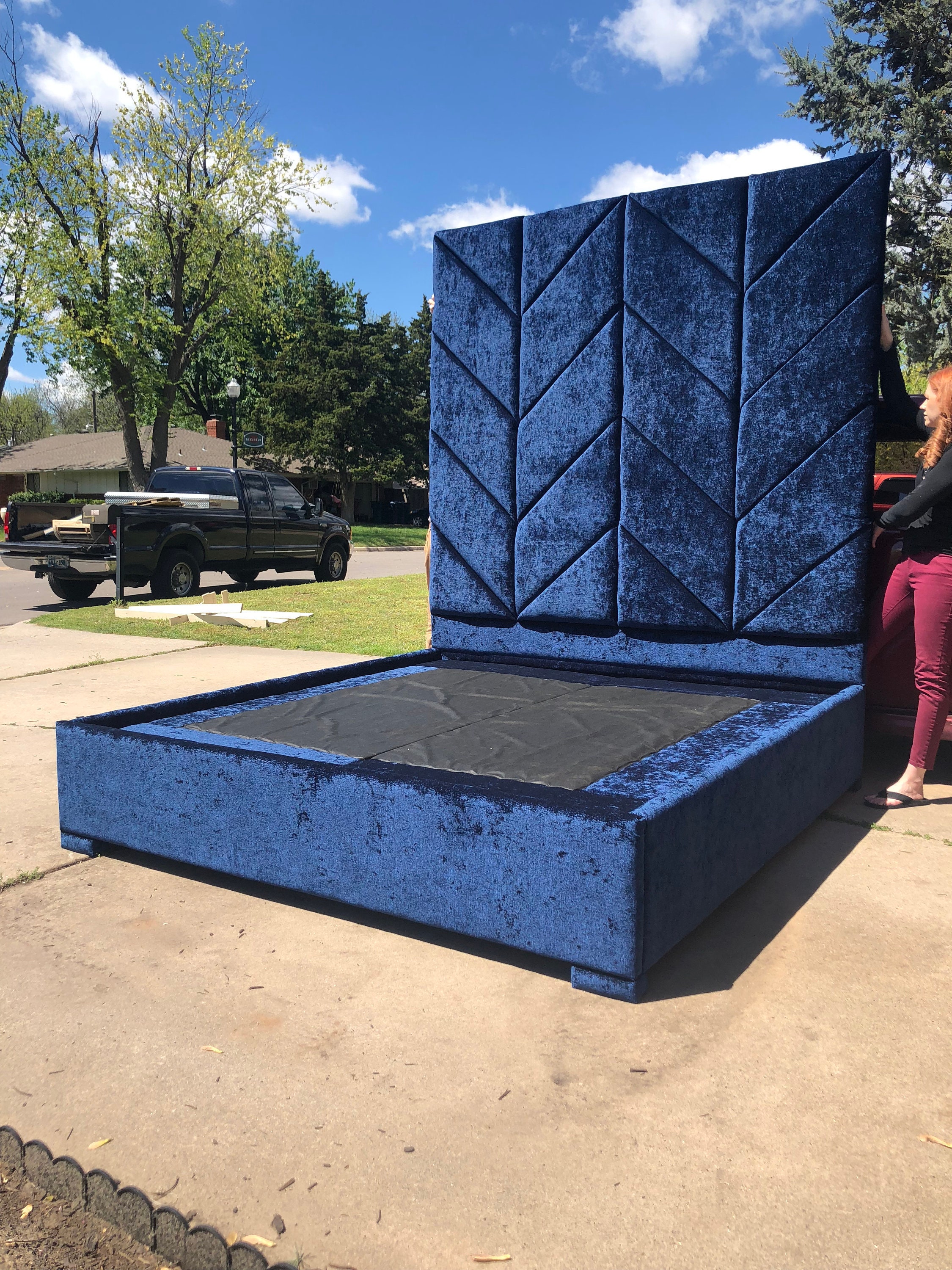 Extra Tall Headboard Panels Platform Bed Frame Upholstered Channel ...