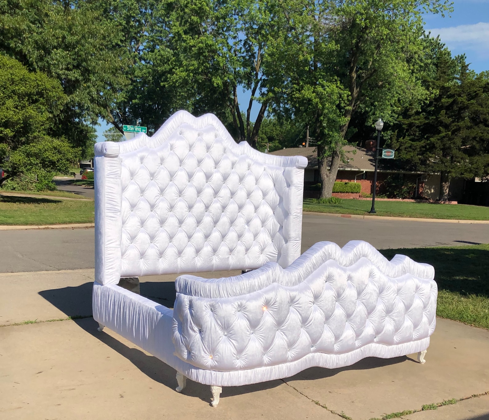 French Tufted Bed: Curved Footboard, Upholstered Frame (MADE TO ORDER ...