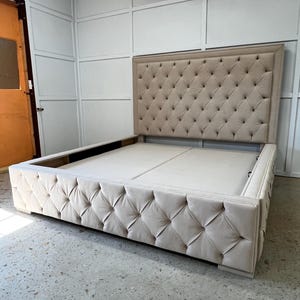 Platform Bed Frame Velvet Tufted Custom Custom Bed Luxe Bespoke Tall ...