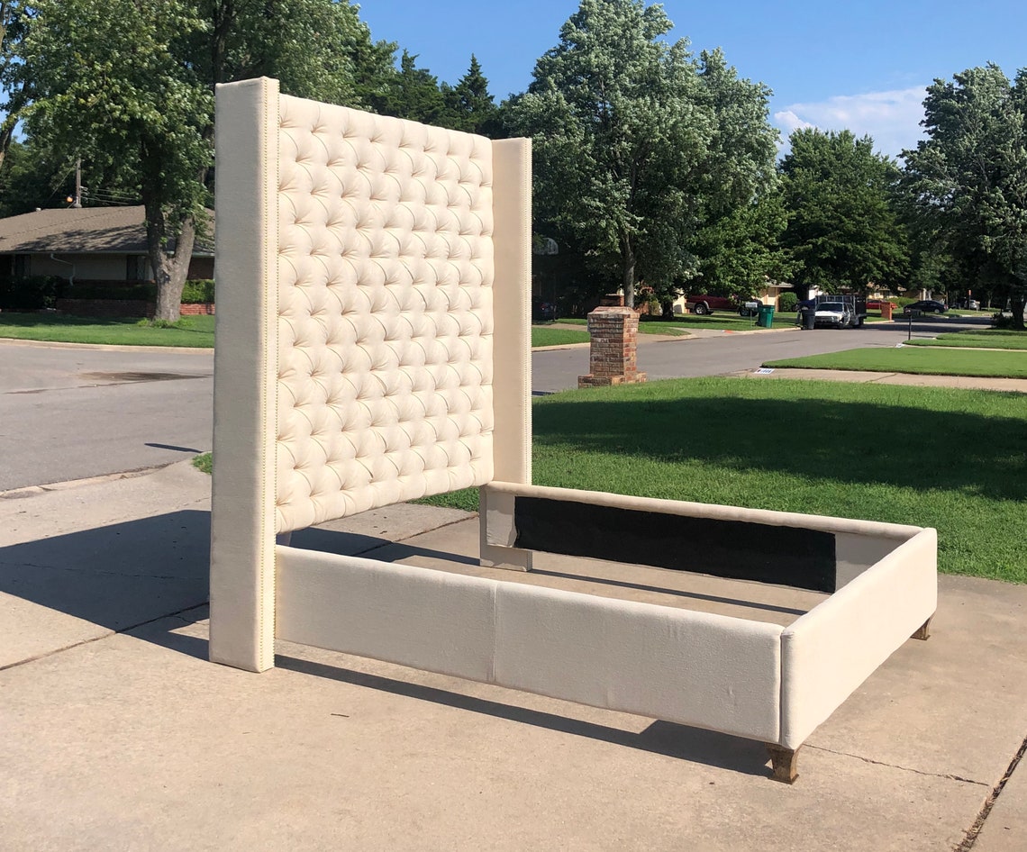 Urban Farmhouse Custom Made Bed Extra Tall Neutral Bed Frame | Etsy