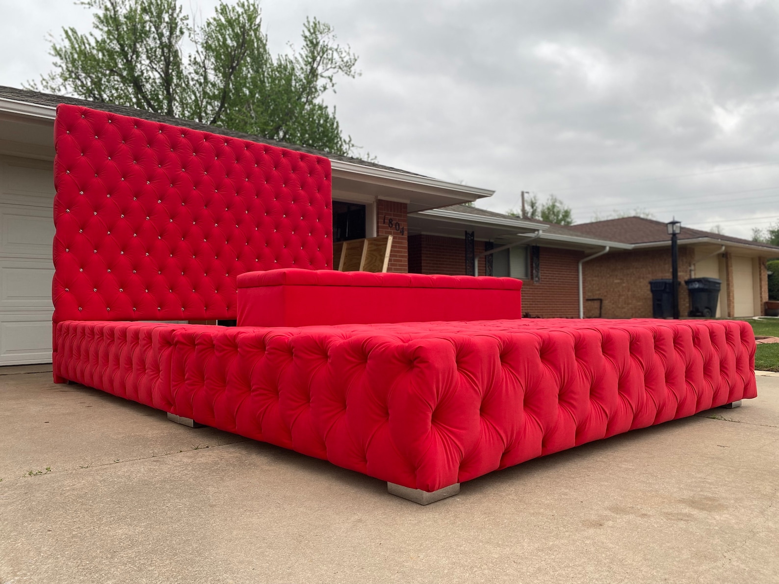 Tufted Oversized Platform Bed Frame Extra Wide Tall California - Etsy