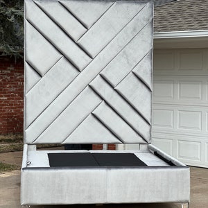 Extra Tall Headboard Modern Geometric Tufted Upholstered California ...