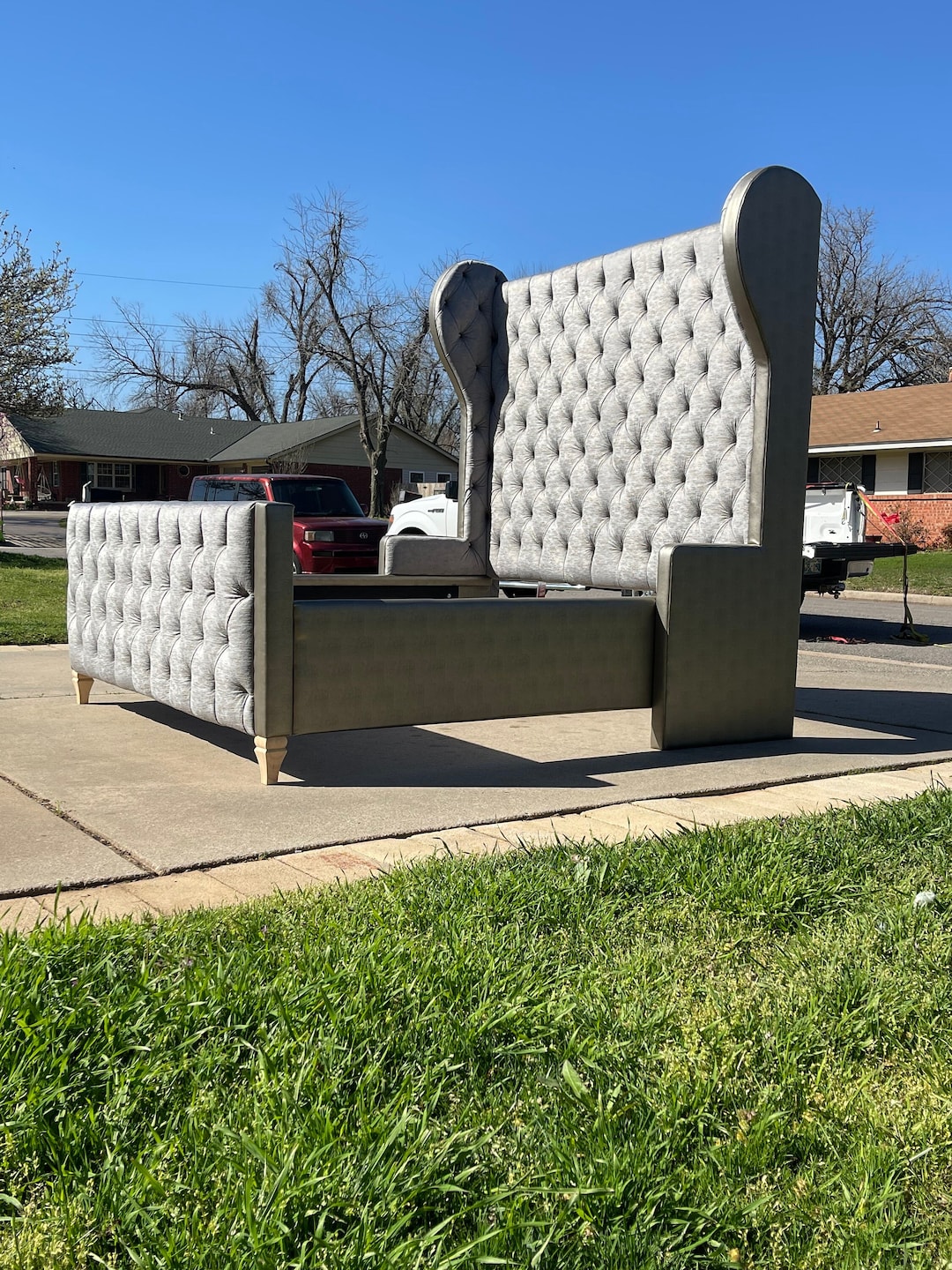 Custom Tufted Bed Frame: Modern Farmhouse Glam Headboard - Etsy