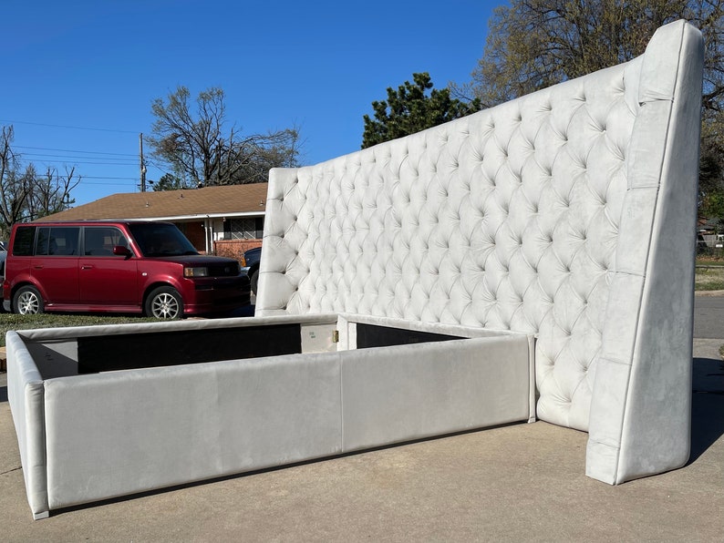 Extra Wide Tufted Headboard Bed Frame: Modern Upholstered Custom Bed - Etsy