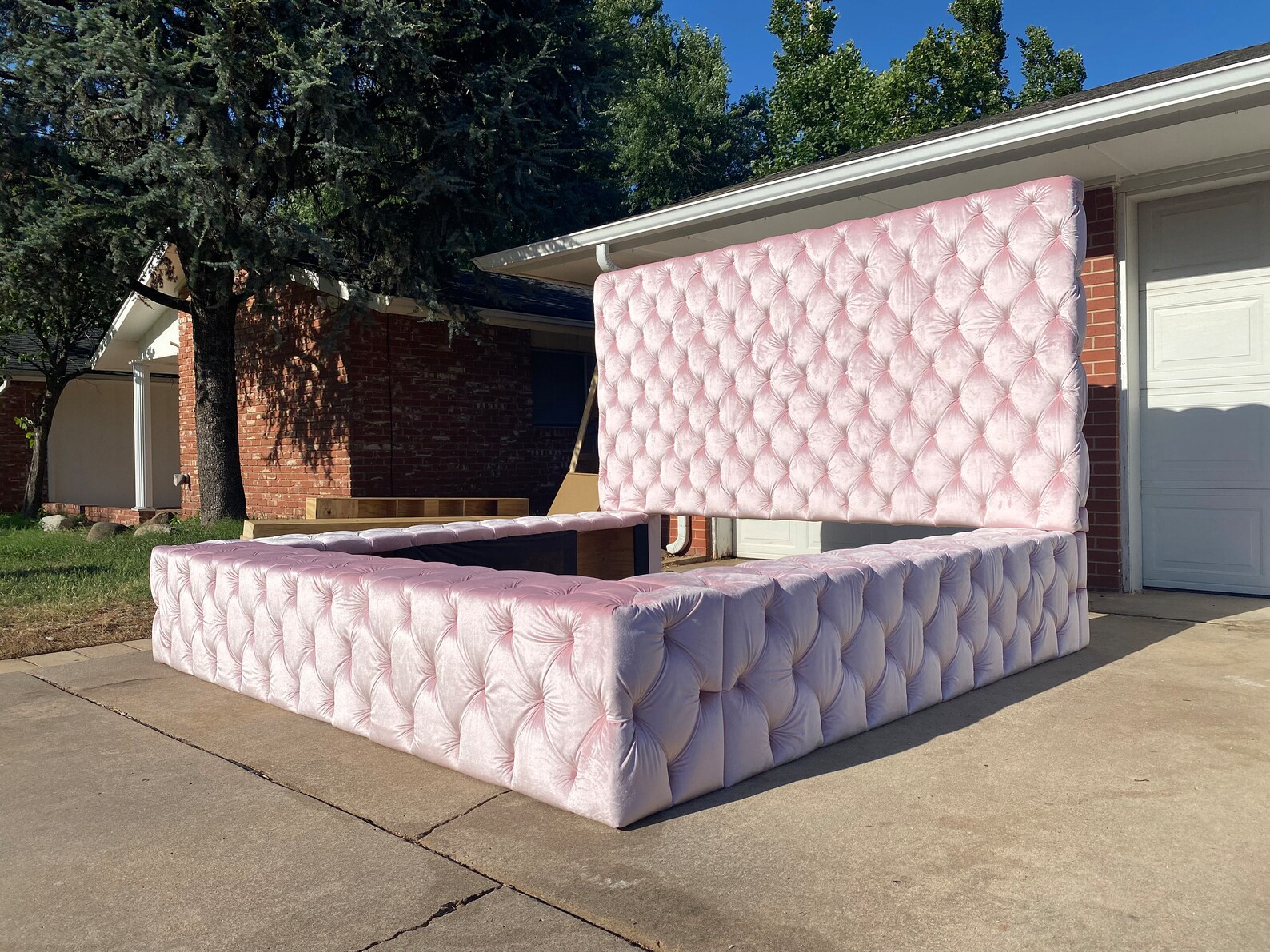 Platform Large Tufted Bed Extra Wide Bed Tufted Upholstered - Etsy