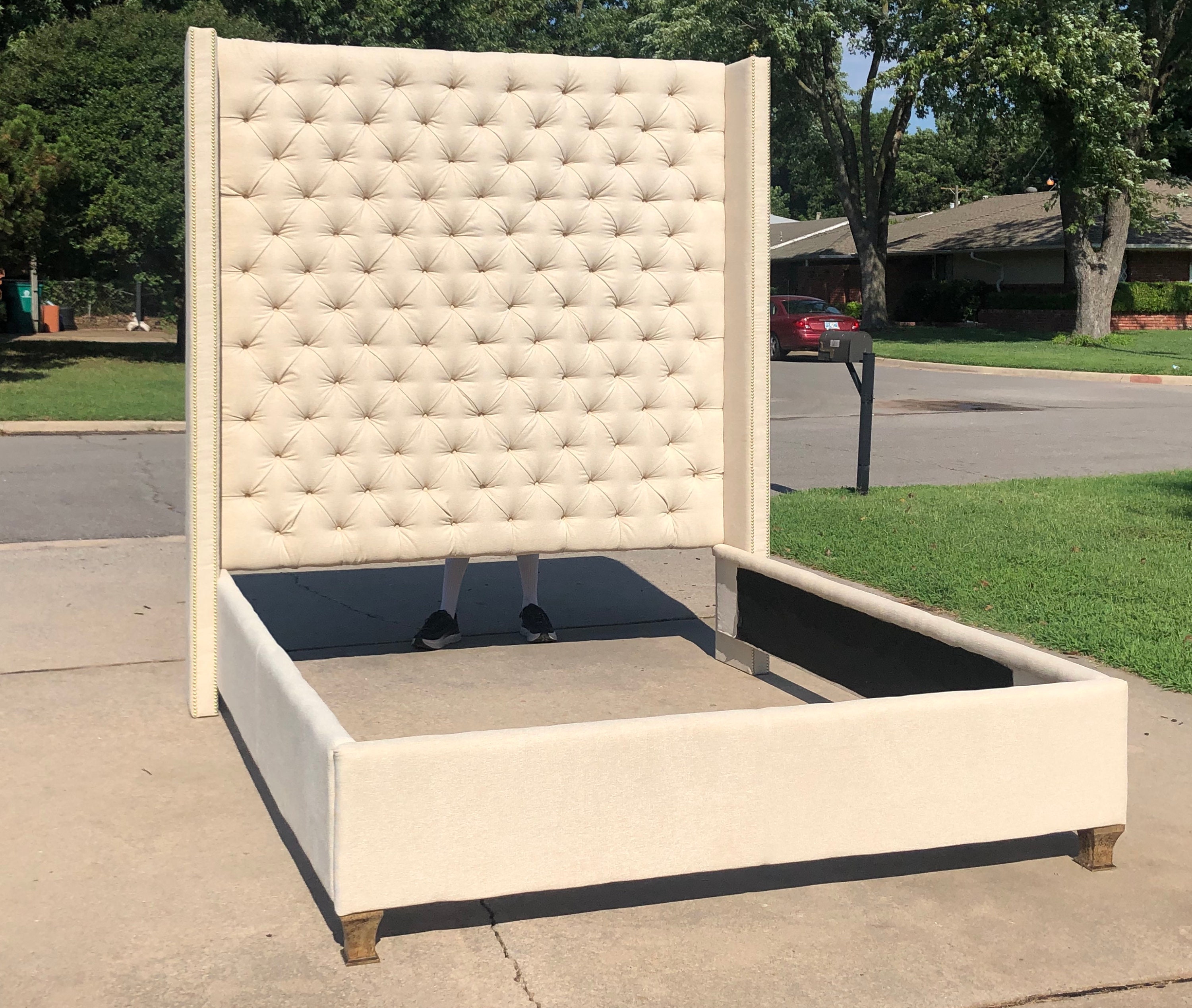 Urban Farmhouse Custom Made Bed Extra Tall Neutral Bed Frame | Etsy