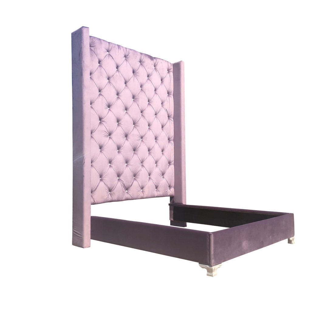 Crystal Tufted Velvet Bed Frame: Custom Wingback Headboard - Etsy