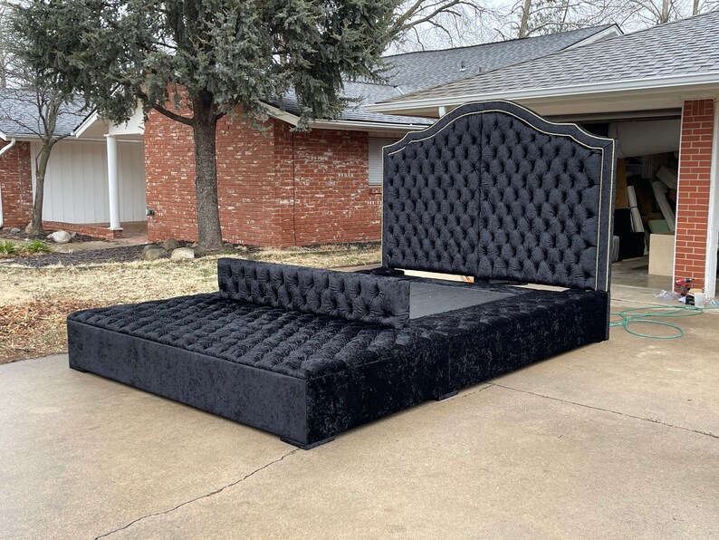 Oversized Bed Frame Tufted Modern Platform Panel California | Etsy