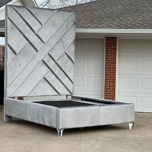 Extra Tall Headboard Modern Geometric Tufted Upholstered California ...