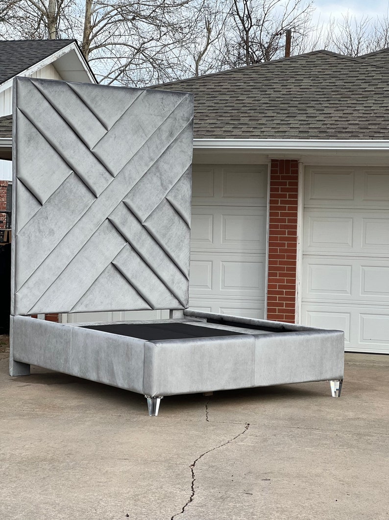 Extra Tall Headboard Modern Geometric Tufted Upholstered - Etsy