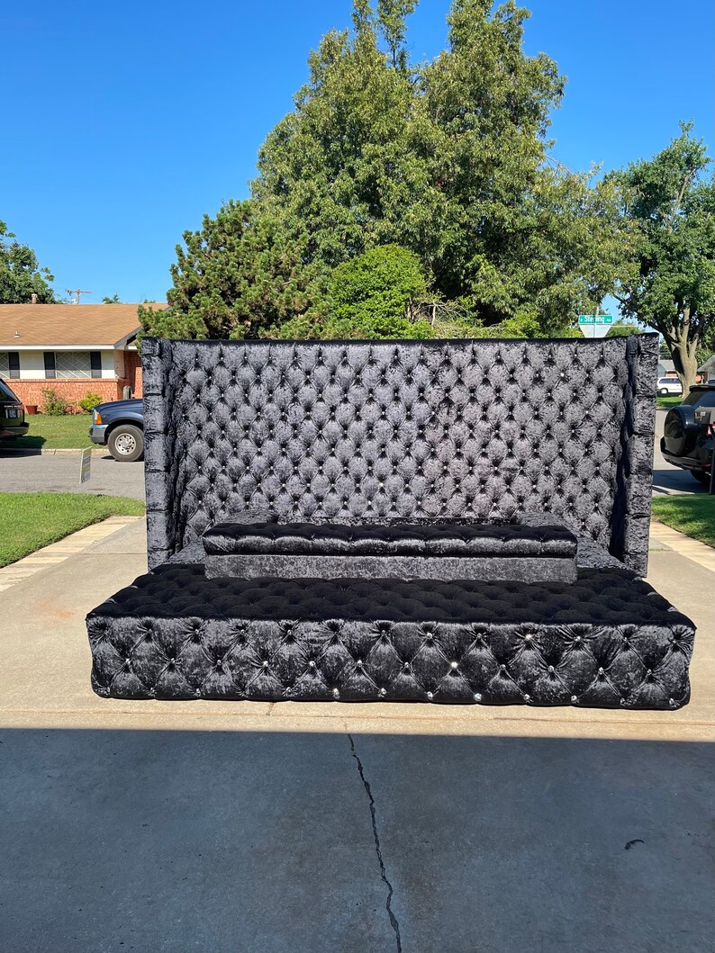 Platform Tufted Bed Frame Extra Wide Curved Storage Bench - Etsy