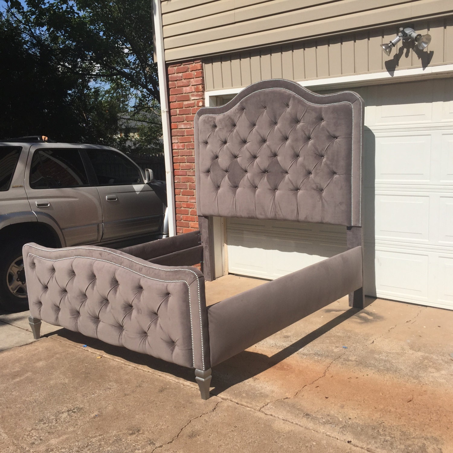 Extra Tall Tufted Bed: Custom Rhinestone Crystal Headboard - Etsy
