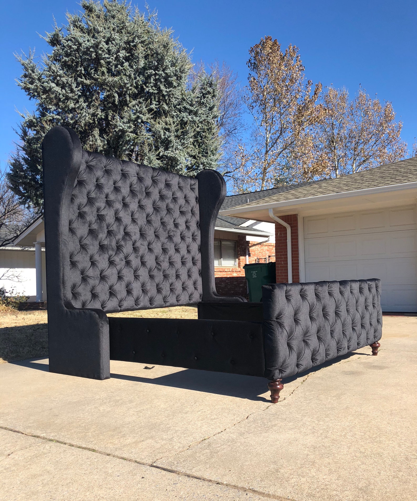 Custom Bed Headboard Tufted Curvy Tall Platform California - Etsy