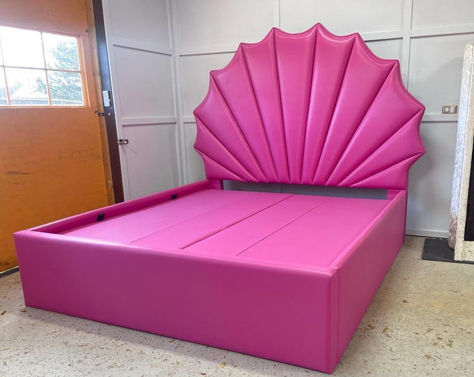 INVOICE Barbie Inspired Bed Frame Clam Shell Vertical Channel Tufted ...