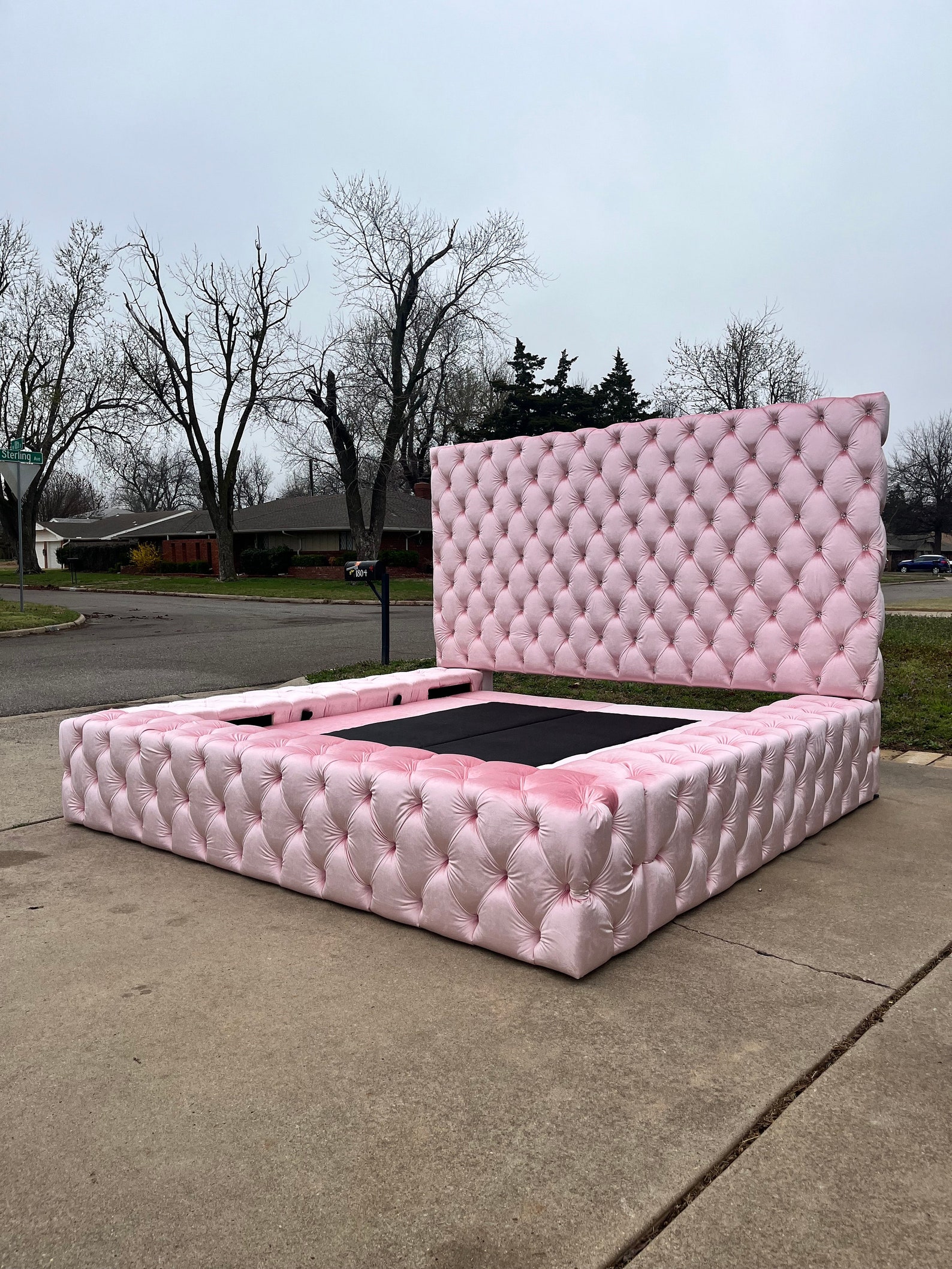Extra Wide Tufted Platform Bed Frame: Custom Upholstered Headboard - Etsy