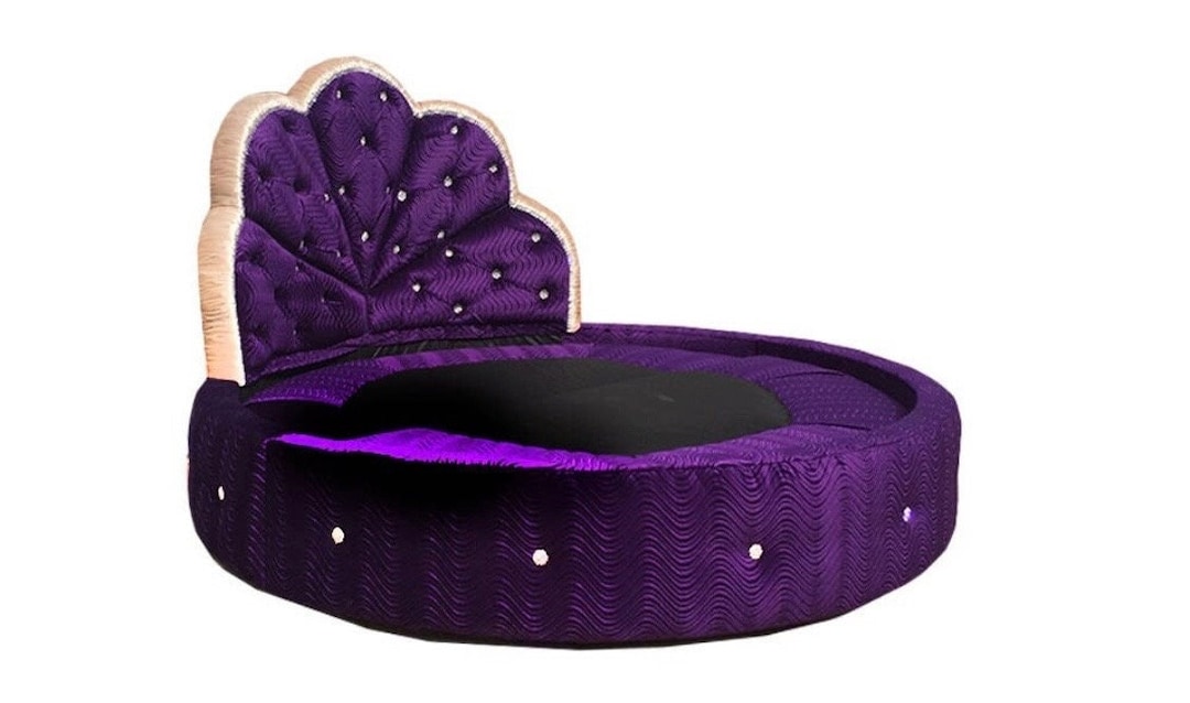 Round Clamshell Bed Frame: Tufted Velvet Platform Bed - Custom Made - Etsy