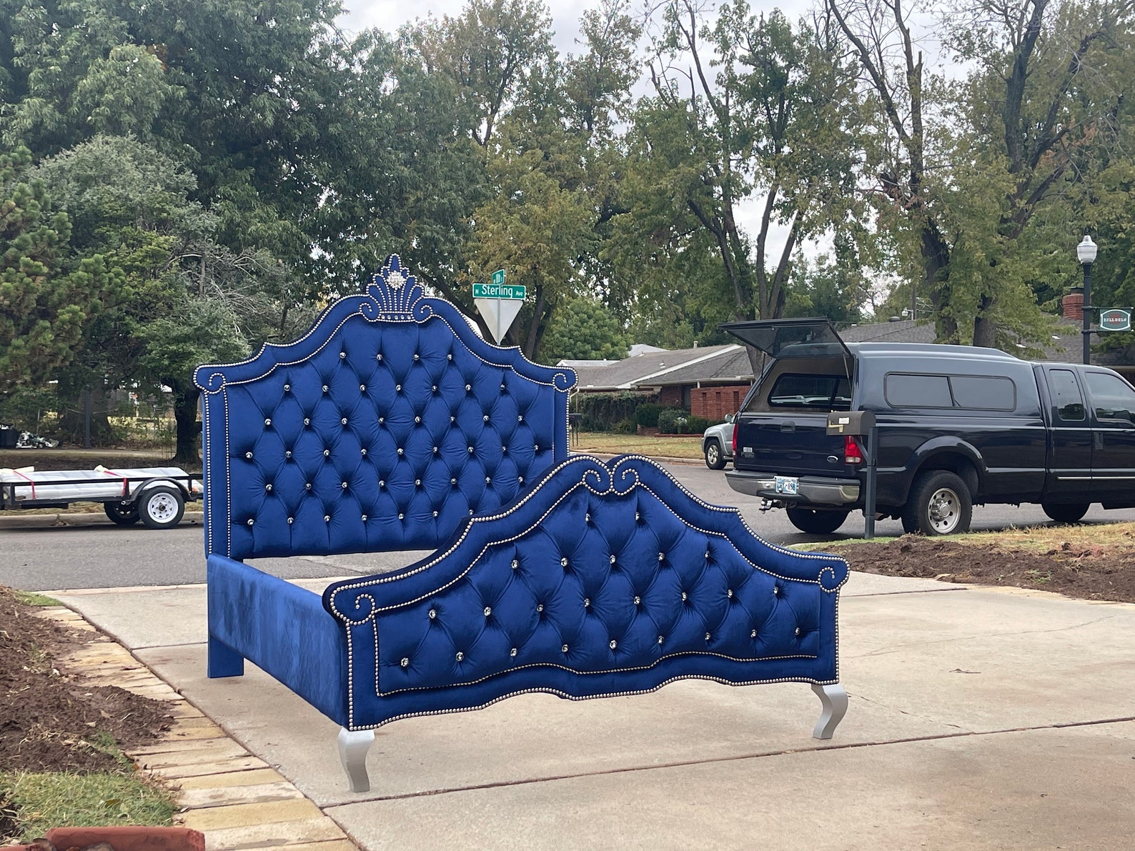 Crystal Tufted Bed Frame: Haute House Inspired, Velvet, Made to Order ...