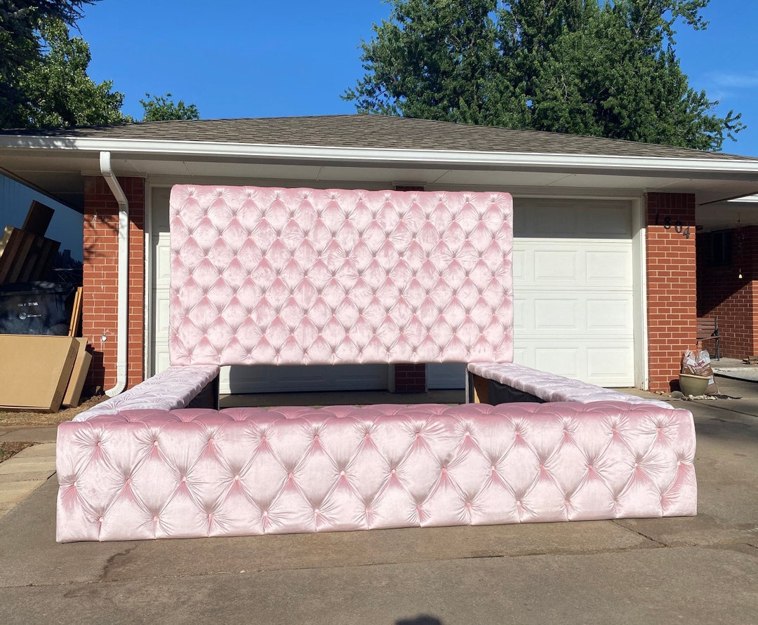 Platform Large Tufted Bed Extra Wide Bed Tufted Upholstered - Etsy