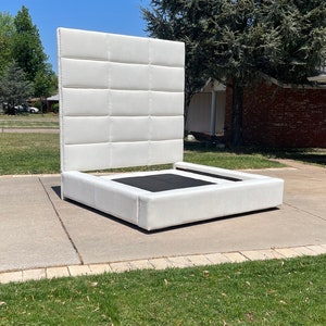 Extra Tall Headboard Custom Modern Geometric Tufted Upholstered Bed ...