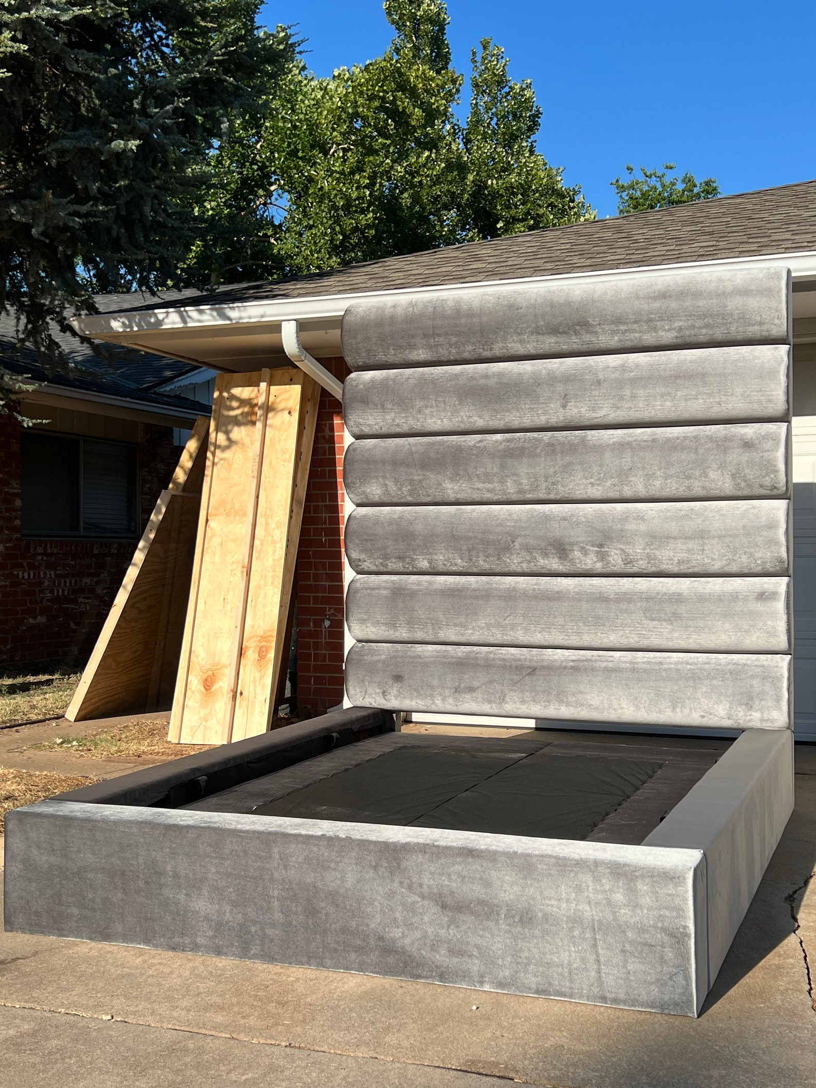 Modern Tall Bolster Style Bed Frame California King Queen Full - Etsy