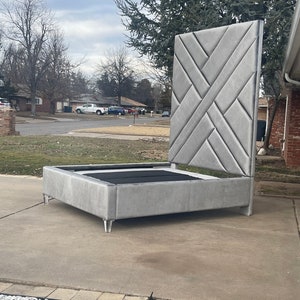 Extra Tall Headboard Modern Geometric Tufted Upholstered California ...