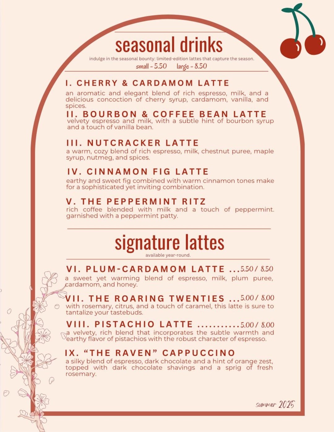 Summer Seasonal Coffee Menu Template - Etsy