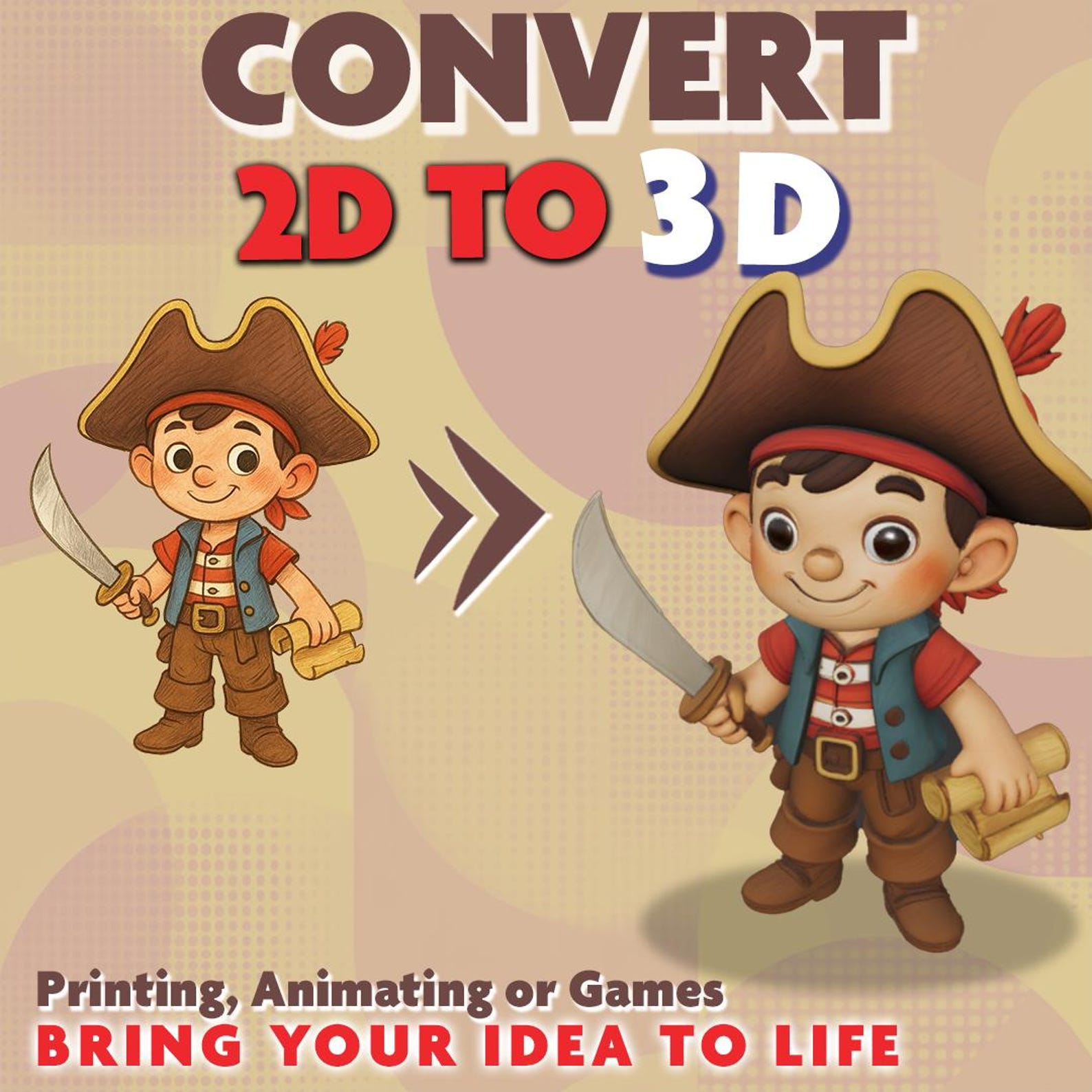 2D to 3D Model | Custom STL for Printing, Animation & Games | Image to ...