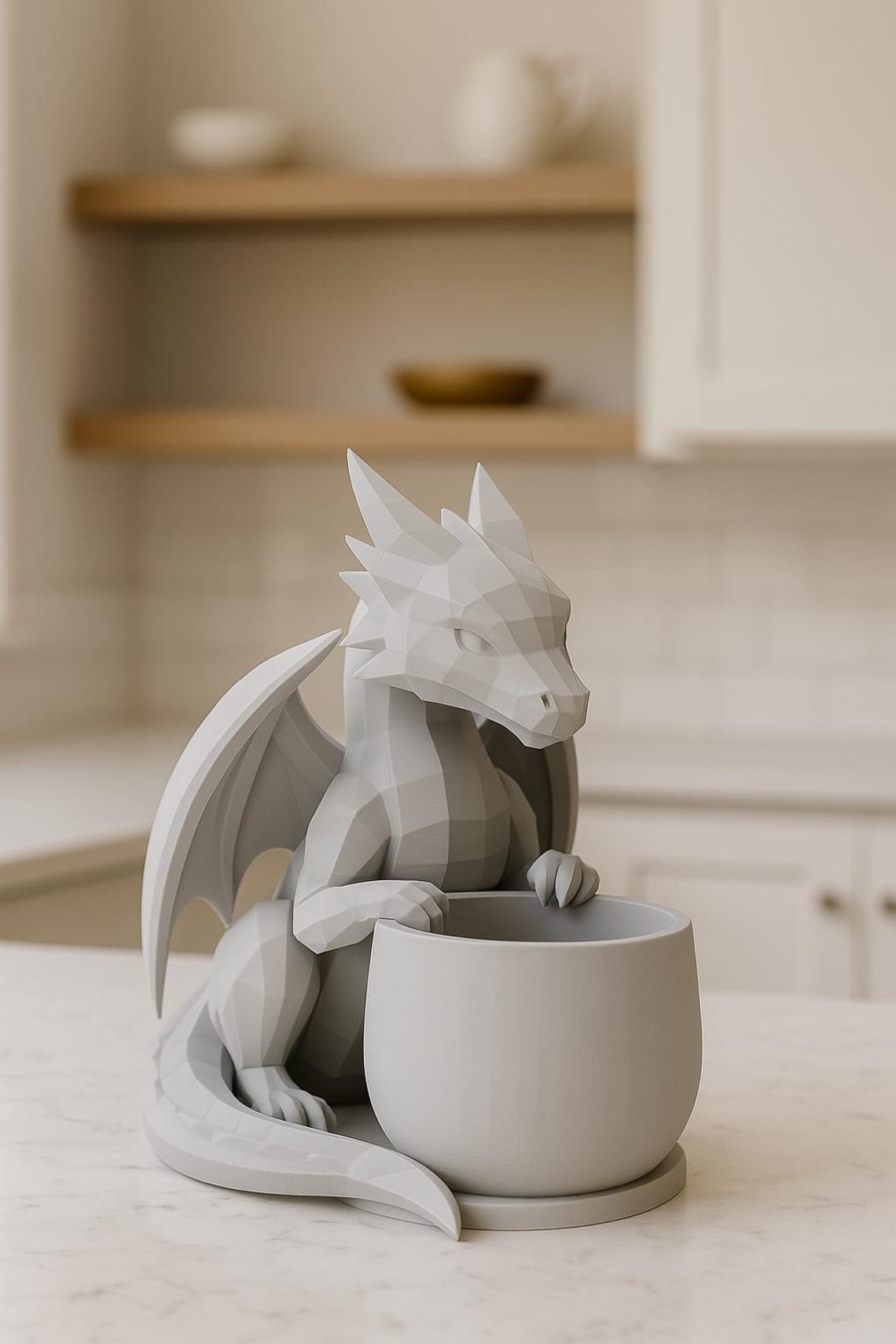 Low-poly Dragon Planter – 3D Model STL & OBJ – Decorative Fantasy Pot ...