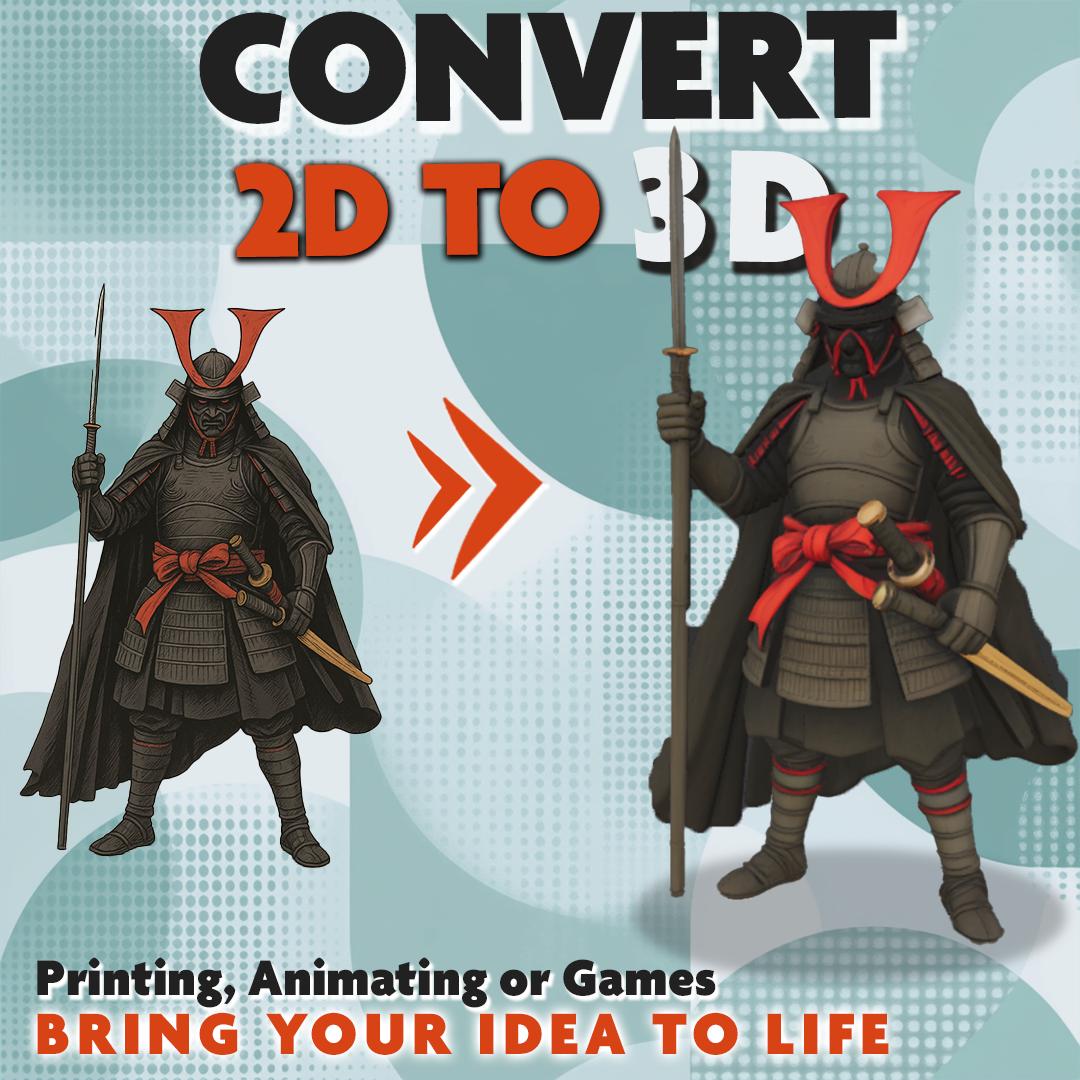 2D to 3D Model | Custom STL for Printing, Animation & Games | Image to ...