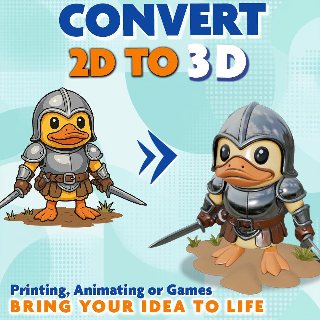 2D to 3D Model | Custom STL for Printing, Animation & Games | Image to ...