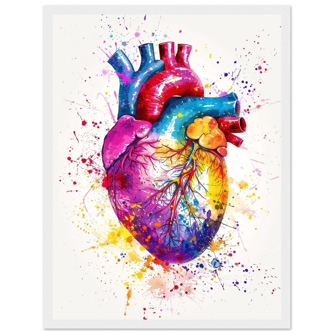 Colorful Heart Anatomy Poster – 30×40 Cm Framed Wall Art – Anatomic ...
