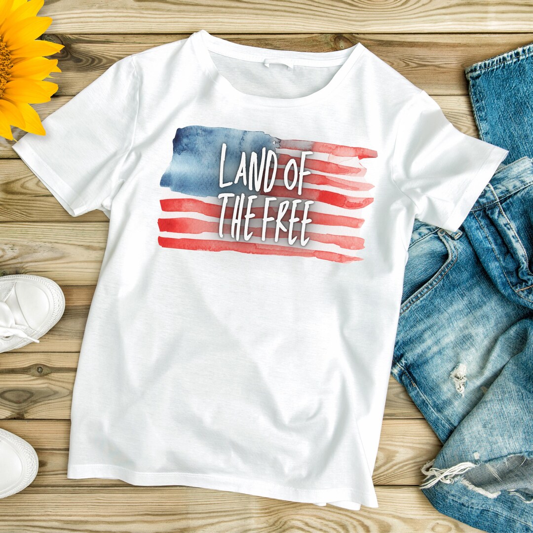 Land of the Free PNG - American Flag Watercolor Sublimation - Digital ...